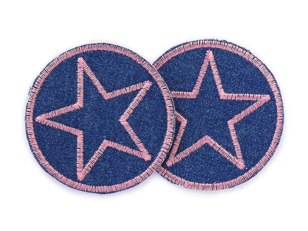 2 Star Iron-on Patches - Pink, 7.5 Cm, Robust Star Iron-on Patches for ...