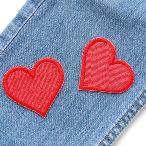 2 Small Red Heart Patches to Iron On, Jeans Patches Heart, 5.5 Cm ...