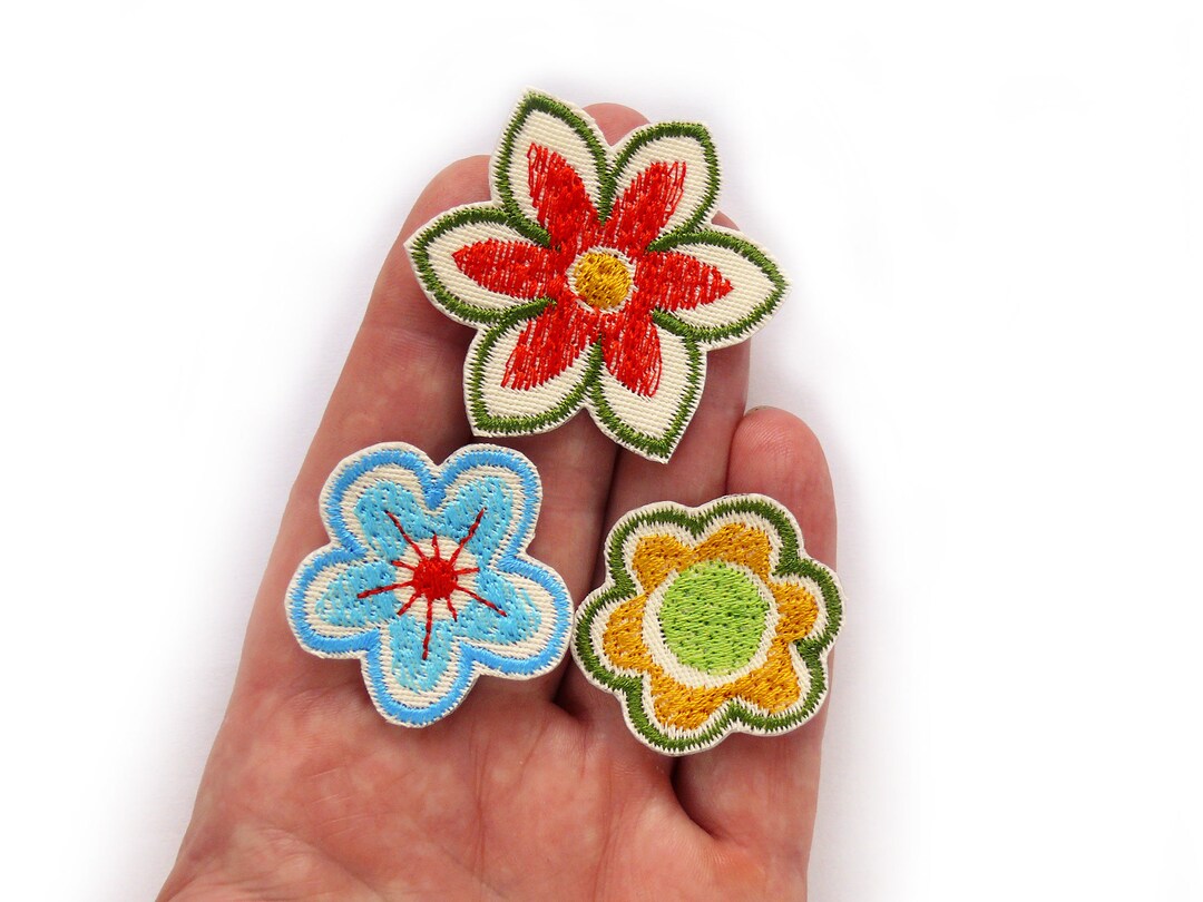 3 Flower Patches Set - Mini Flower Patches, 3-5 Cm, Accessory Iron-on ...