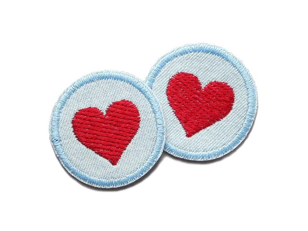 2 Small Heart Patches to Iron On, 4 Cm, Mini Patches With Embroidered ...