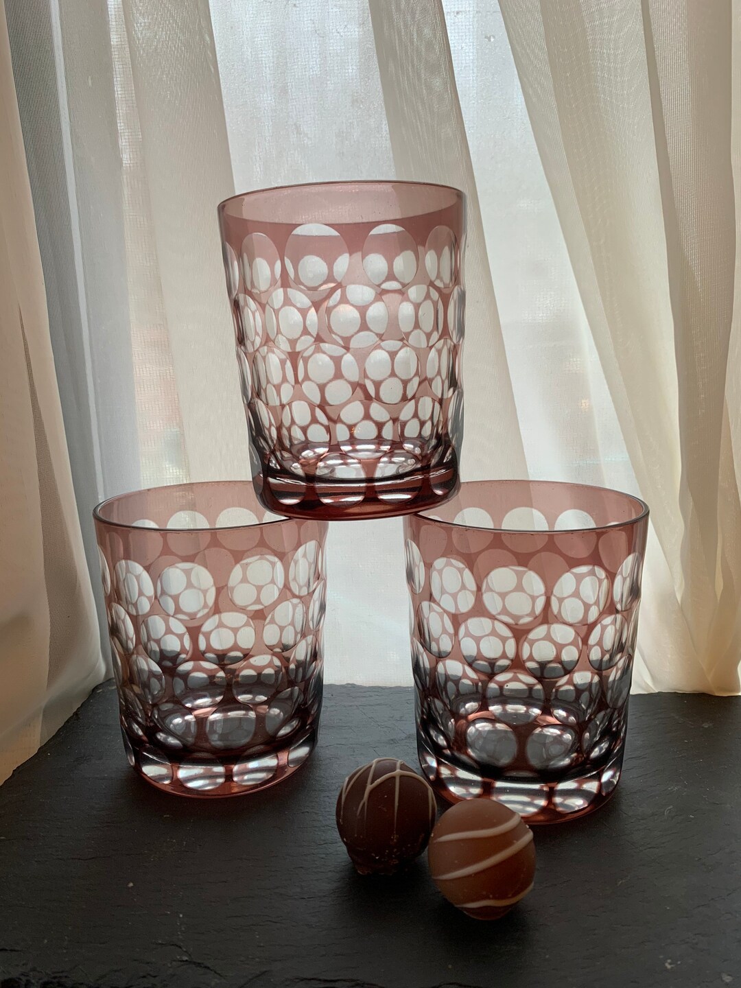 Ajka Hungarian Crystal DOF Whiskey Glasses Purple Cut to Clear - Etsy