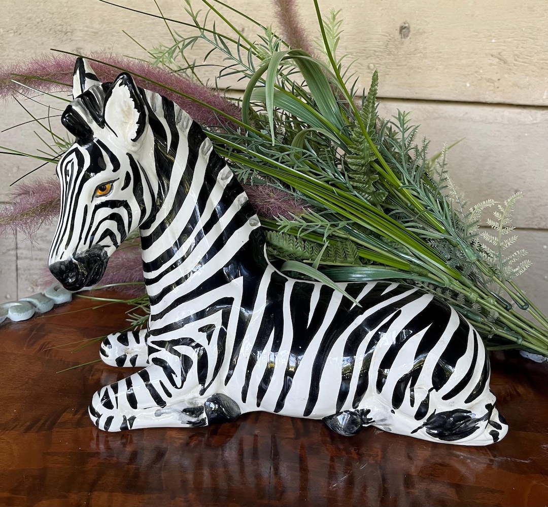 Vintage Large Italian Pottery Zebra Hand Painted - Etsy