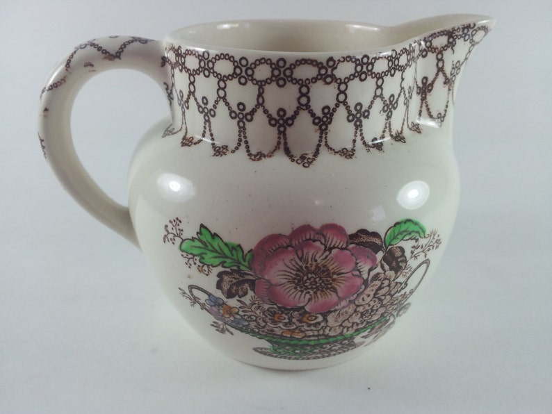 Myott Son & Co Cream Pitcher Bonnie Dundee Staffordshire Flower Basket ...