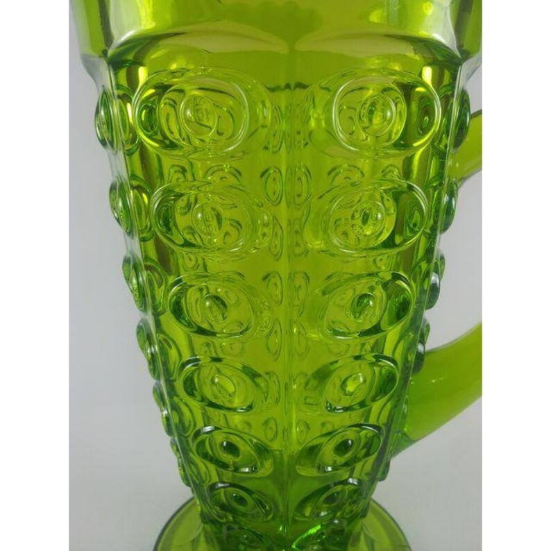 Viking Glass Bullseye Pitcher Midcentury Green Emerald - Etsy