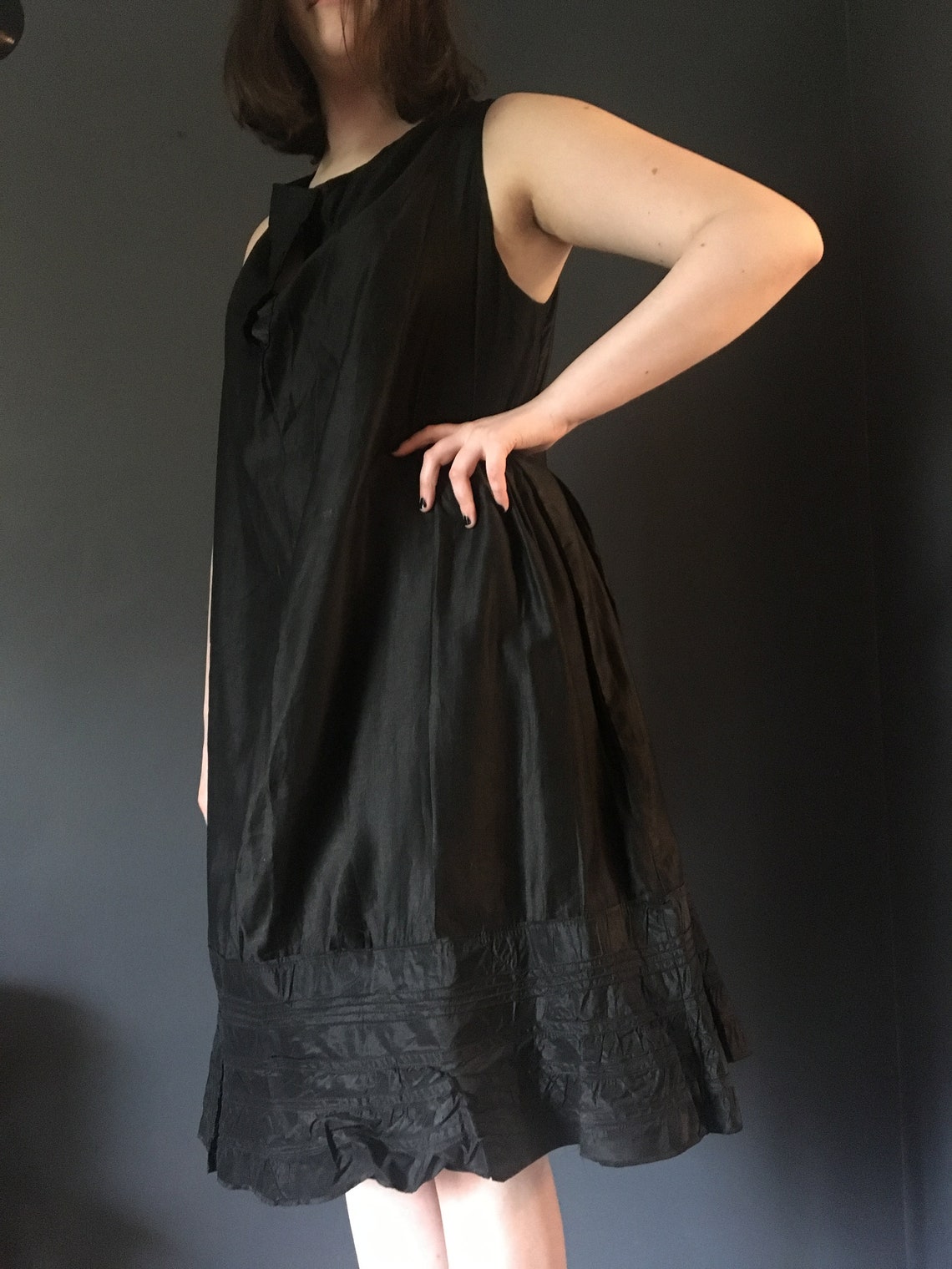 1920s Handmade Antique Undergarment, Shift, Vintage Slip Dress, Black ...