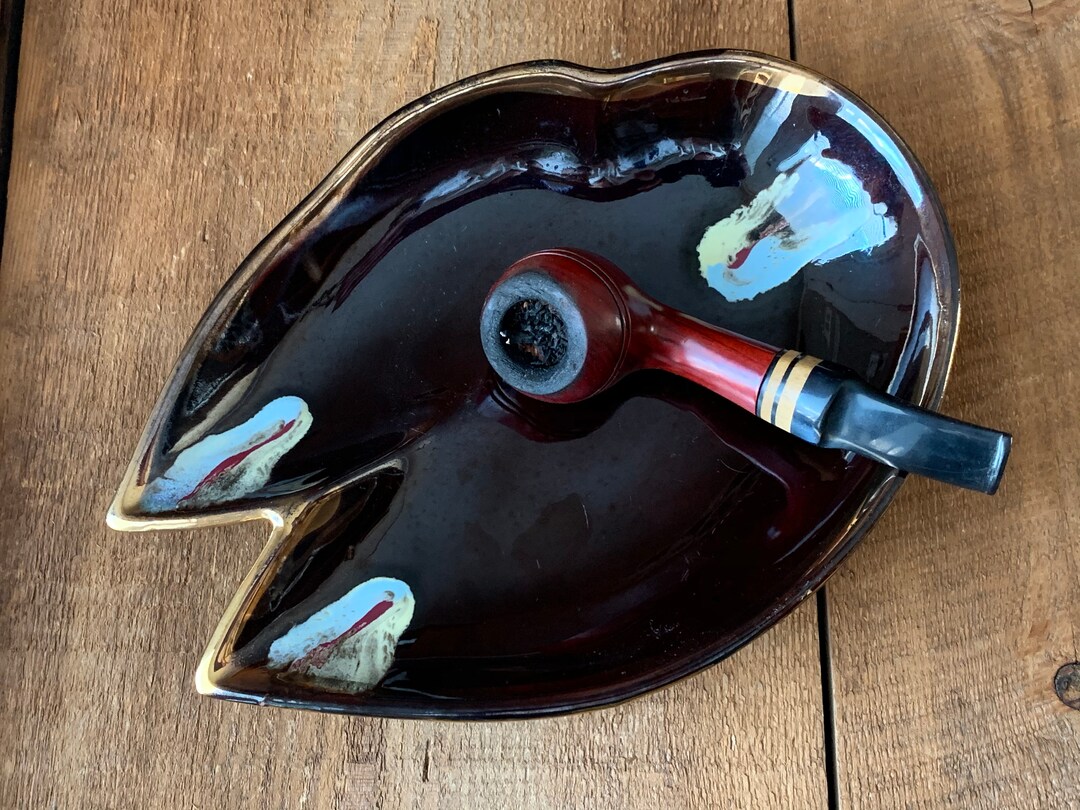 Vintage Ceramic Ashtray, Mid Century Decor, Glazed Ceramics, Brown ...