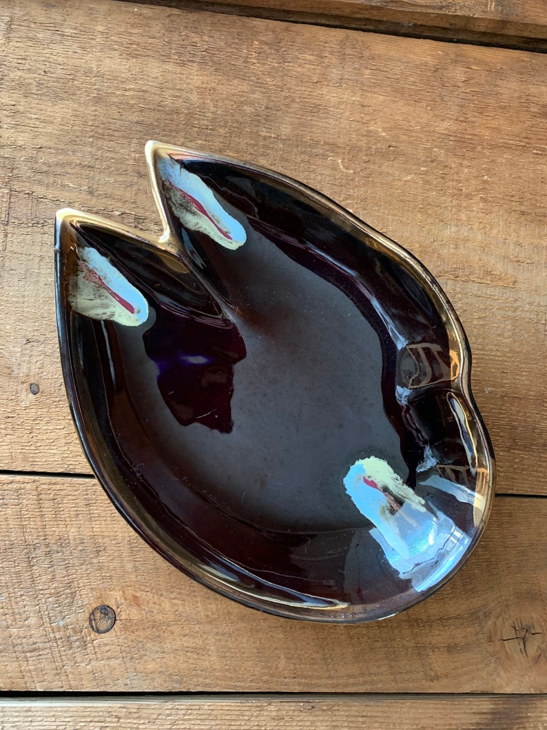 Vintage Ceramic Ashtray, Mid Century Decor, Glazed Ceramics, Brown ...