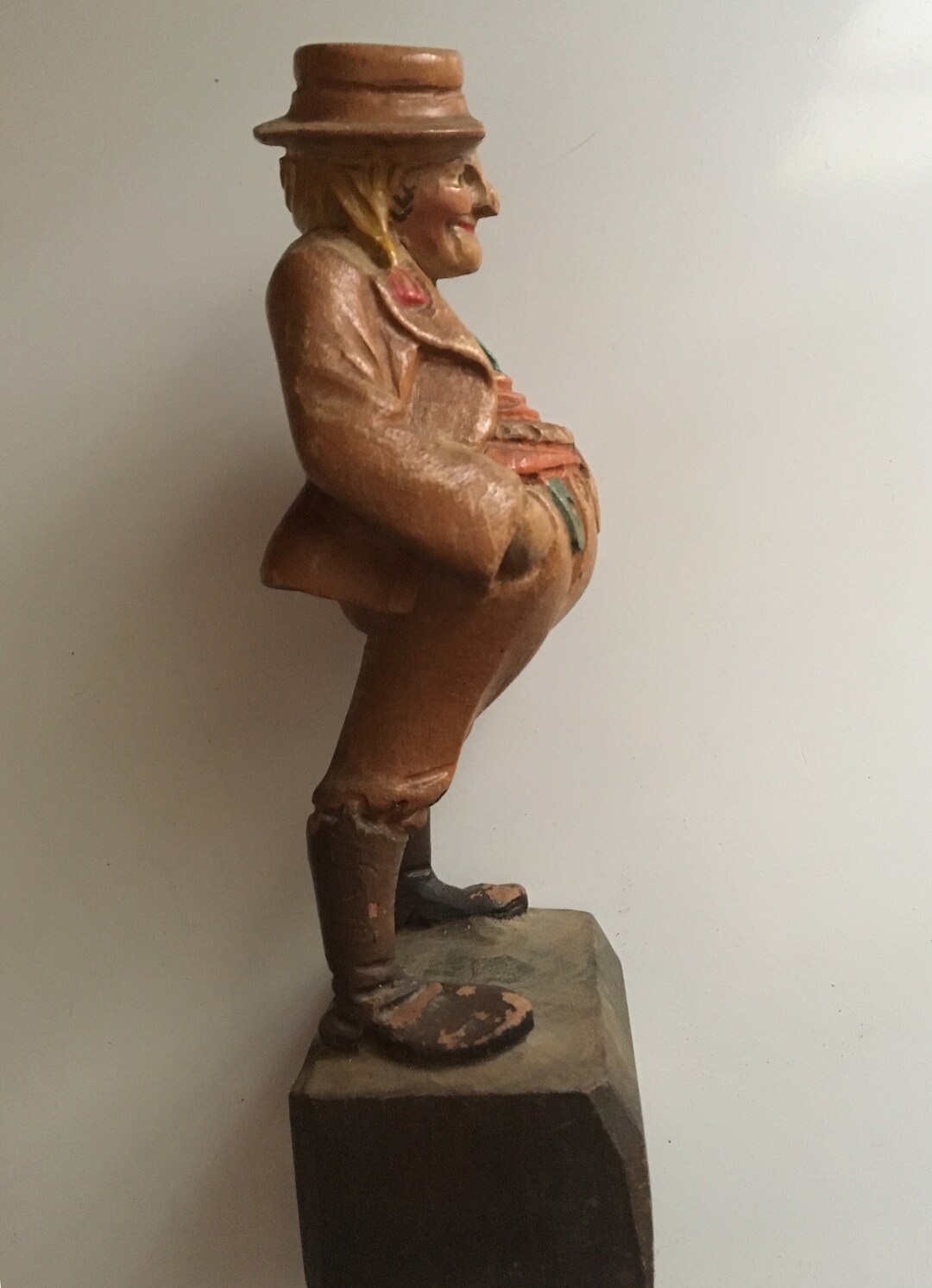 Unique Black Forest Wood Carved Figure, Hand Painted, Bavarian Carving ...