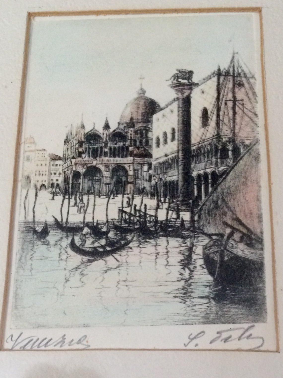 Vintage Print of Italy Hand Colored Plate Print Venezia - Etsy