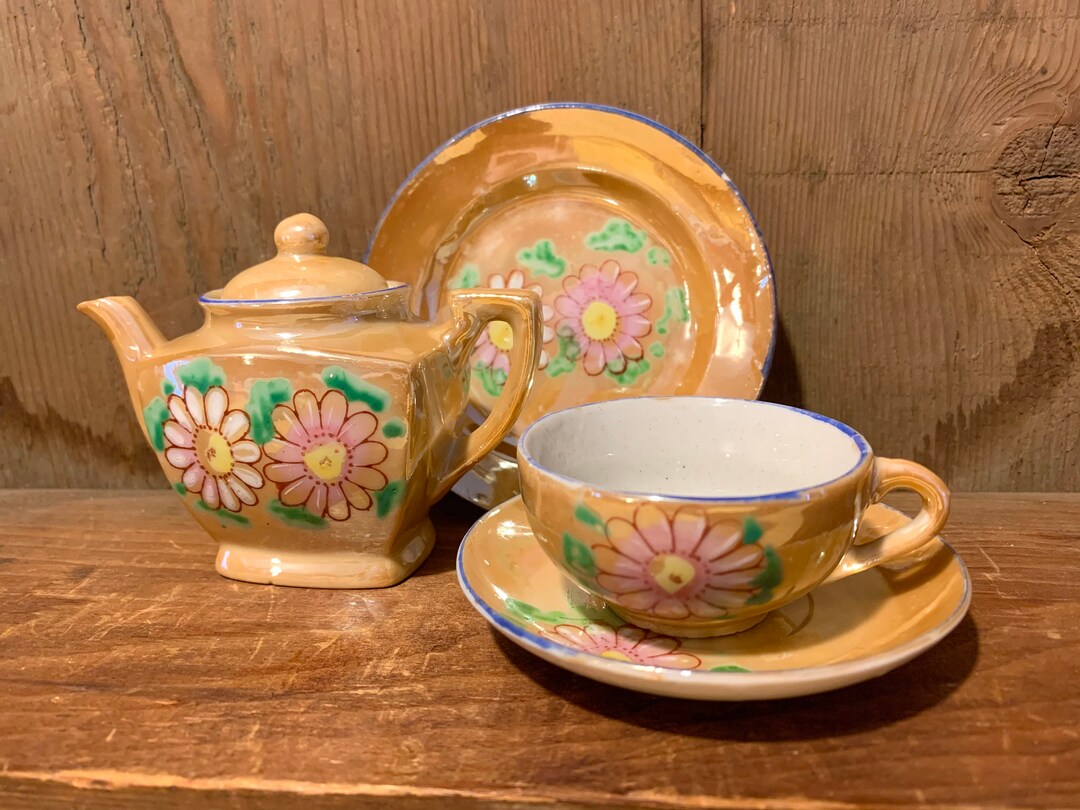 Vintage Child Tea Set, Lusterware Tea Set, Children’s Toy Tea Set - Etsy