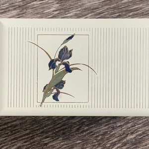 Music Box, Vintage Otagiri Grand Iris Small Music Box, Gray, Gold Trim ...