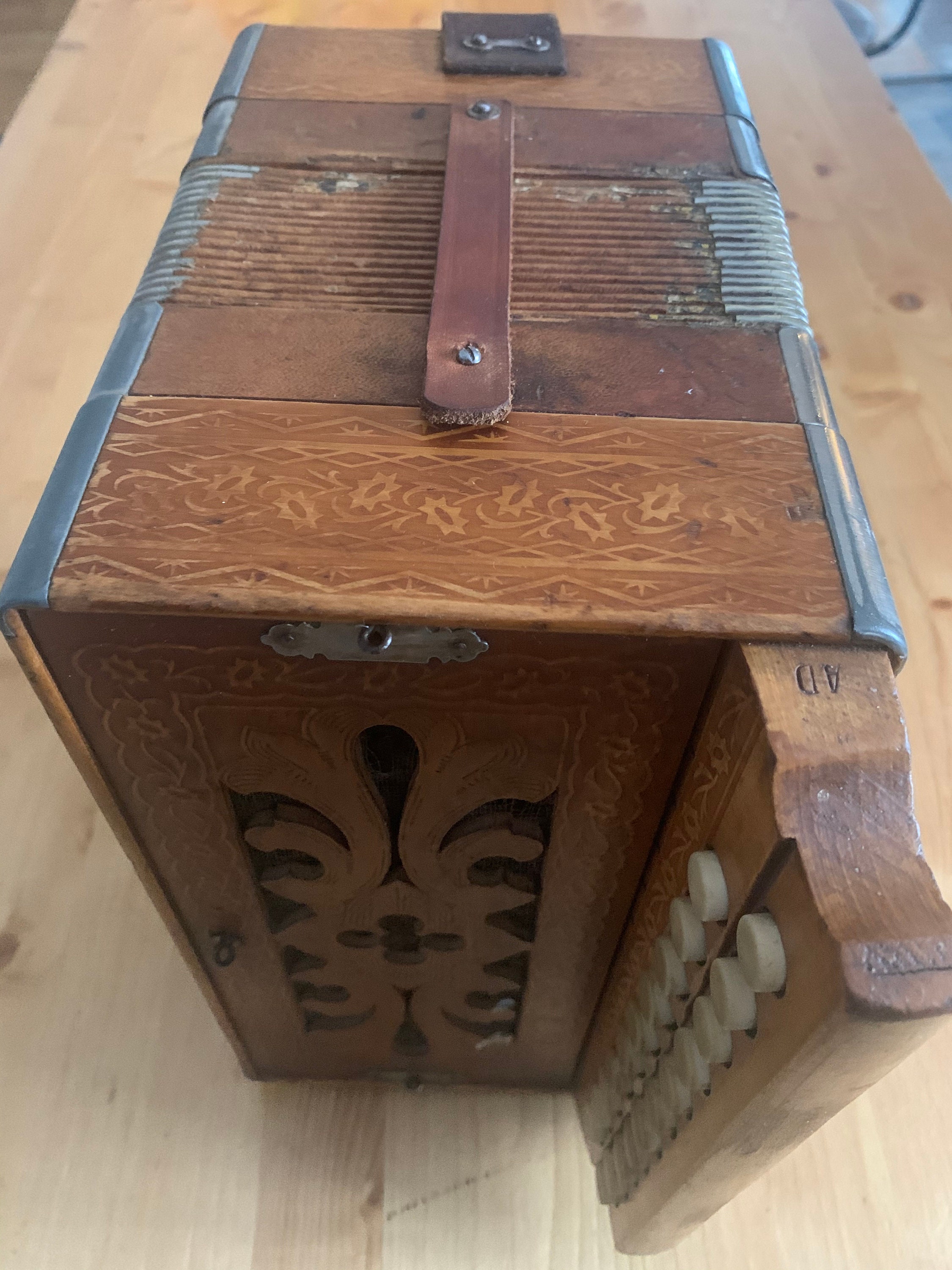 Vintage German Venezia Button Accordion, Steel Reeds, Antique Accordion ...