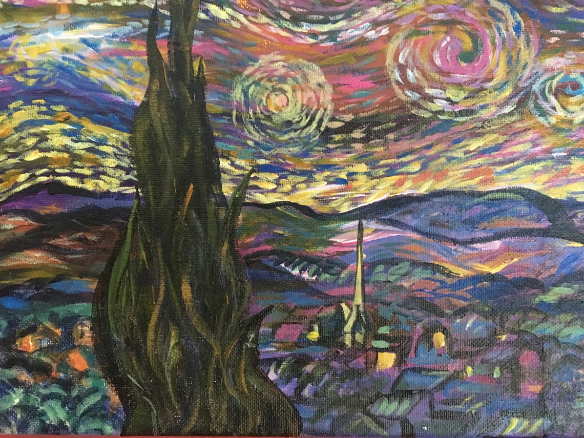 Starry Night Interpretation, Rainbow Colored Night, Van Gogh ...