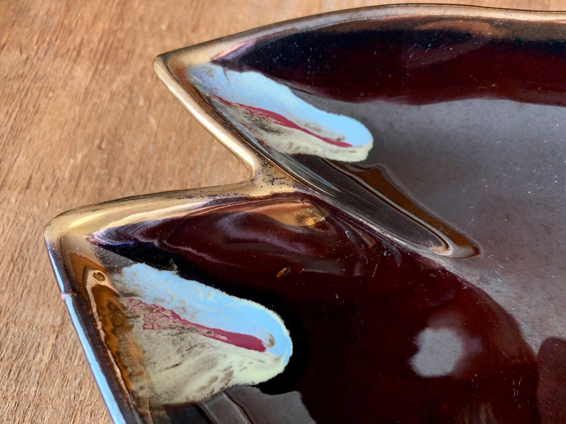 Vintage Ceramic Ashtray, Mid Century Decor, Glazed Ceramics, Brown ...