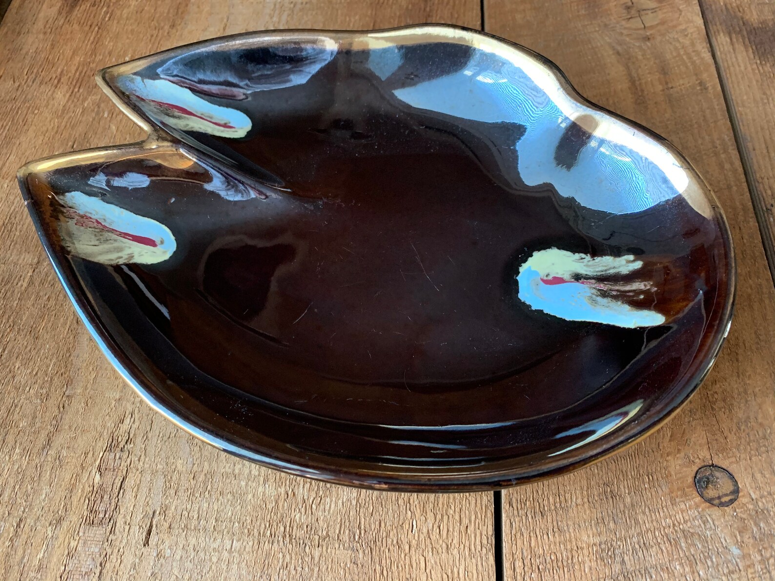 Vintage Ceramic Ashtray, Mid Century Decor, Glazed Ceramics, Brown ...