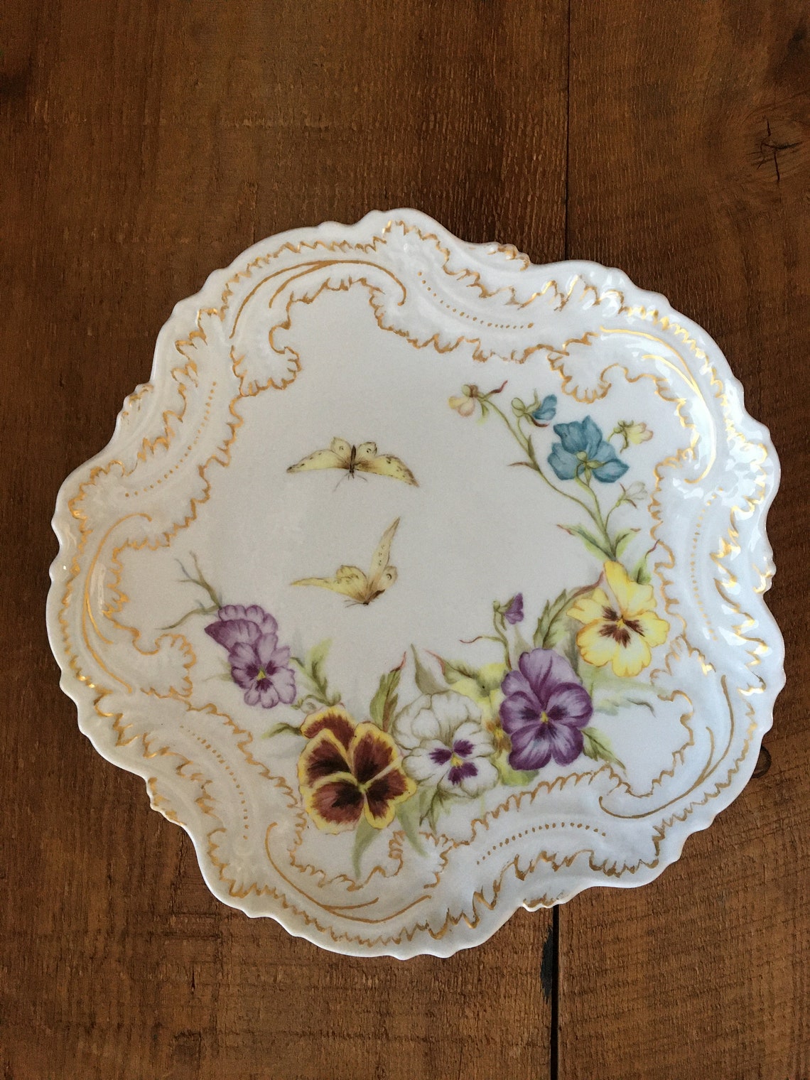 Vintage Collectible Limoges Porcelain Plate, Flowers and Butterflies ...