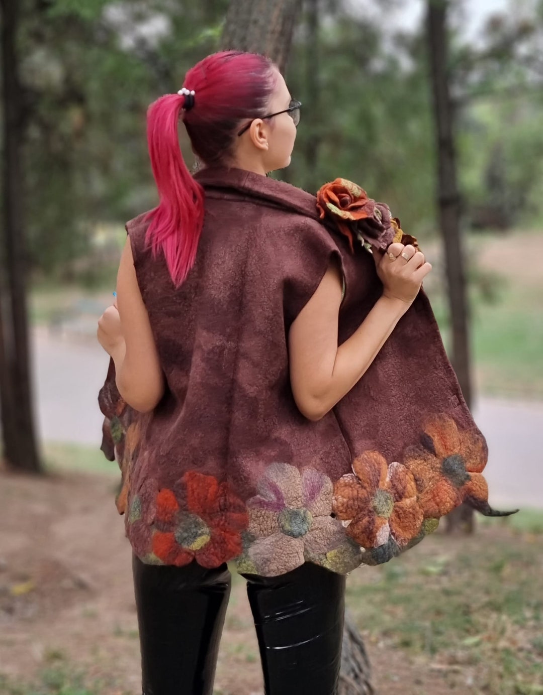 Autumn Felted Design Short Vest - Etsy