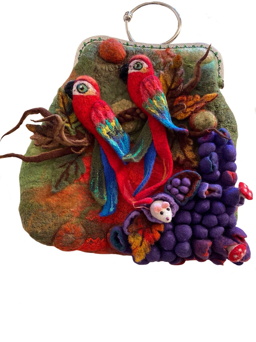 Handbag With Parrots and Mouse - Etsy