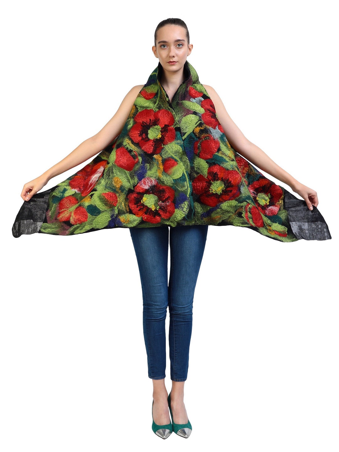 Felted Vest With Full of Poppies - Etsy