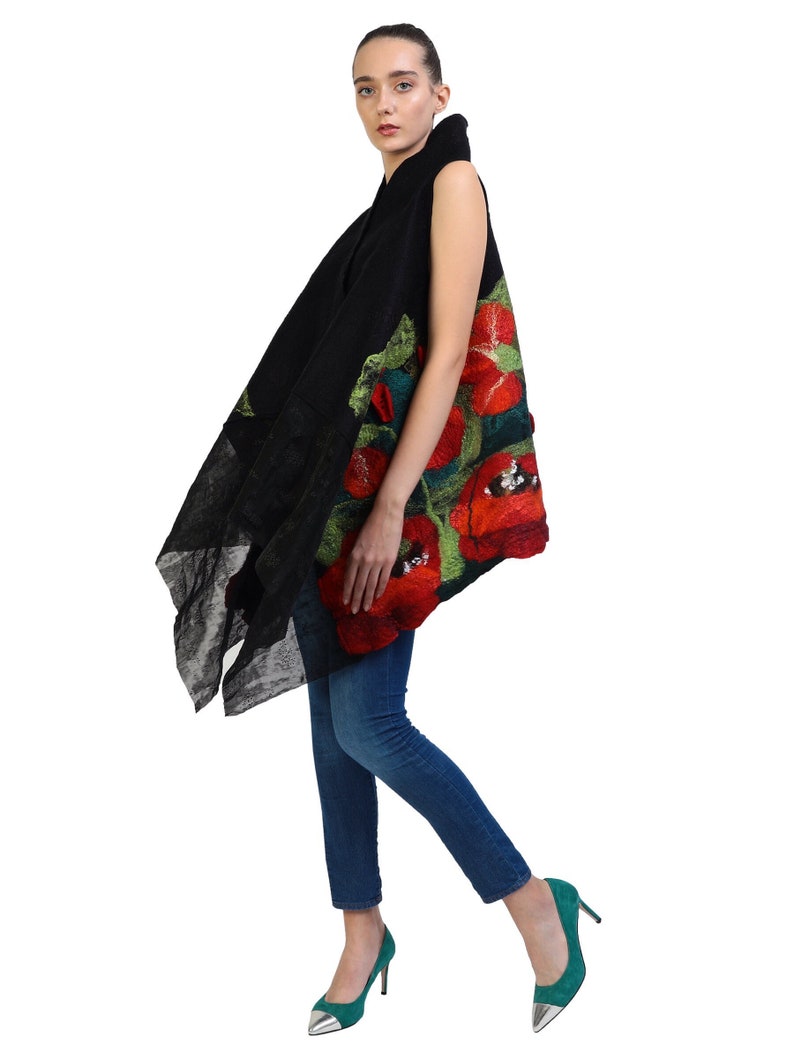 Felted Vest With Full of Poppies - Etsy