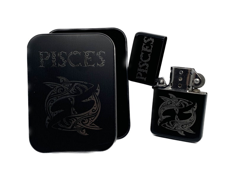 Black Metal Lighter Refillable Laser Engraved Zodiac - Etsy