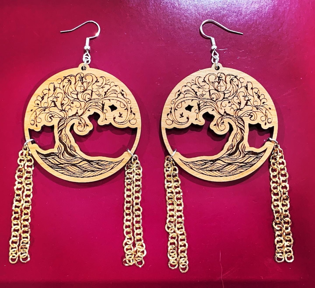Laser Cut Tree of Life Earrings - Etsy