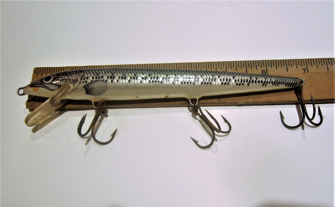 Vintage Rapala Lure / Floating Balsa Wood Lure / Color Black and White ...