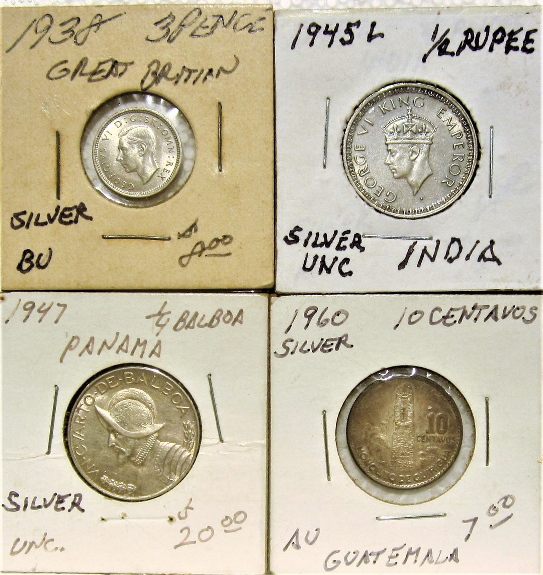 Vintage Foreign Silver Coins / 4 Different Countries 1938 to 1960 / All ...
