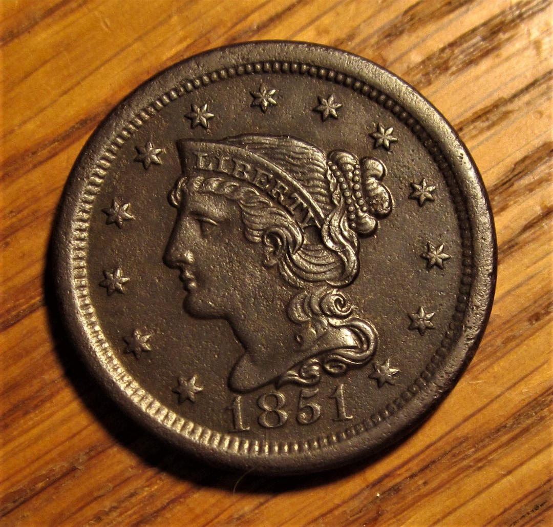 Antique 1851 Large Cent / Braided Hair Liberty Cent / All Original ...