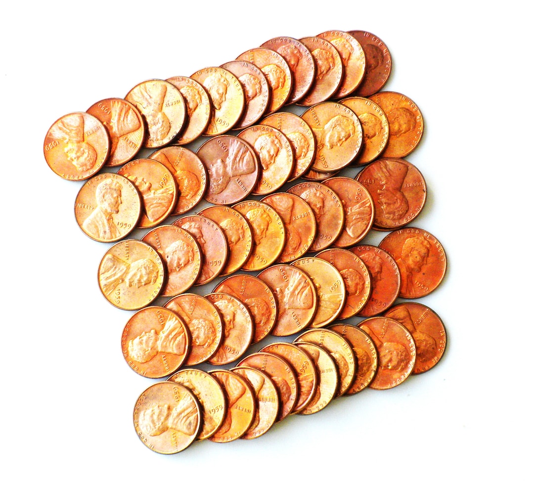 Vintage 1959 Cent / First Year Memorial Cent Issue / Roll of 50 Coins ...