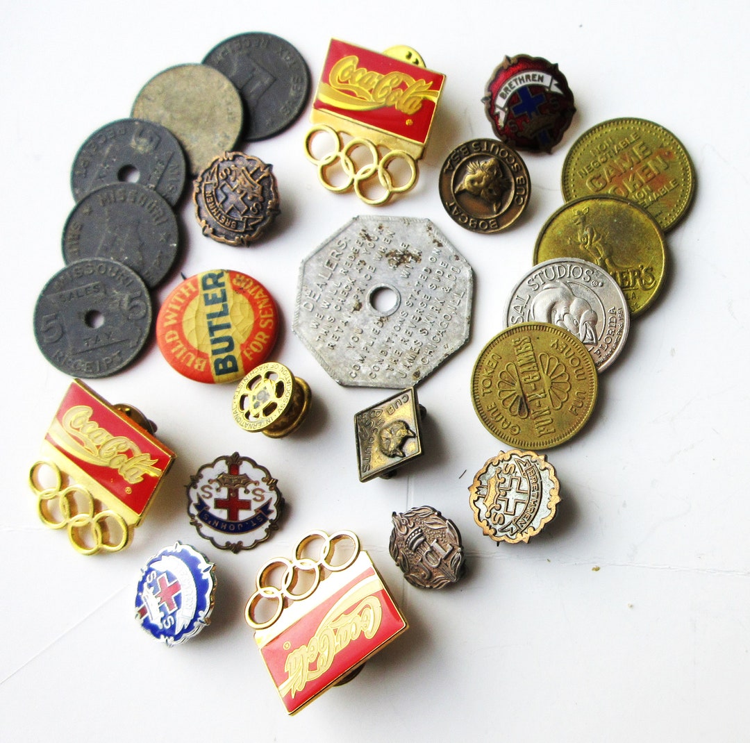 Lot of Vintage Medals Pins Tokens / Inventory Reduction 75% SALE - Etsy