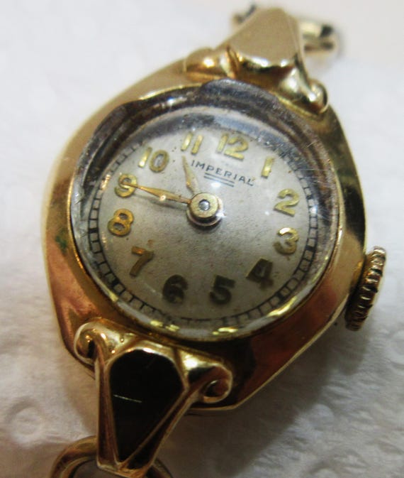 14k Gold Wrist Watch / Imperial 17 Jewel Wrist Watch … - Gem