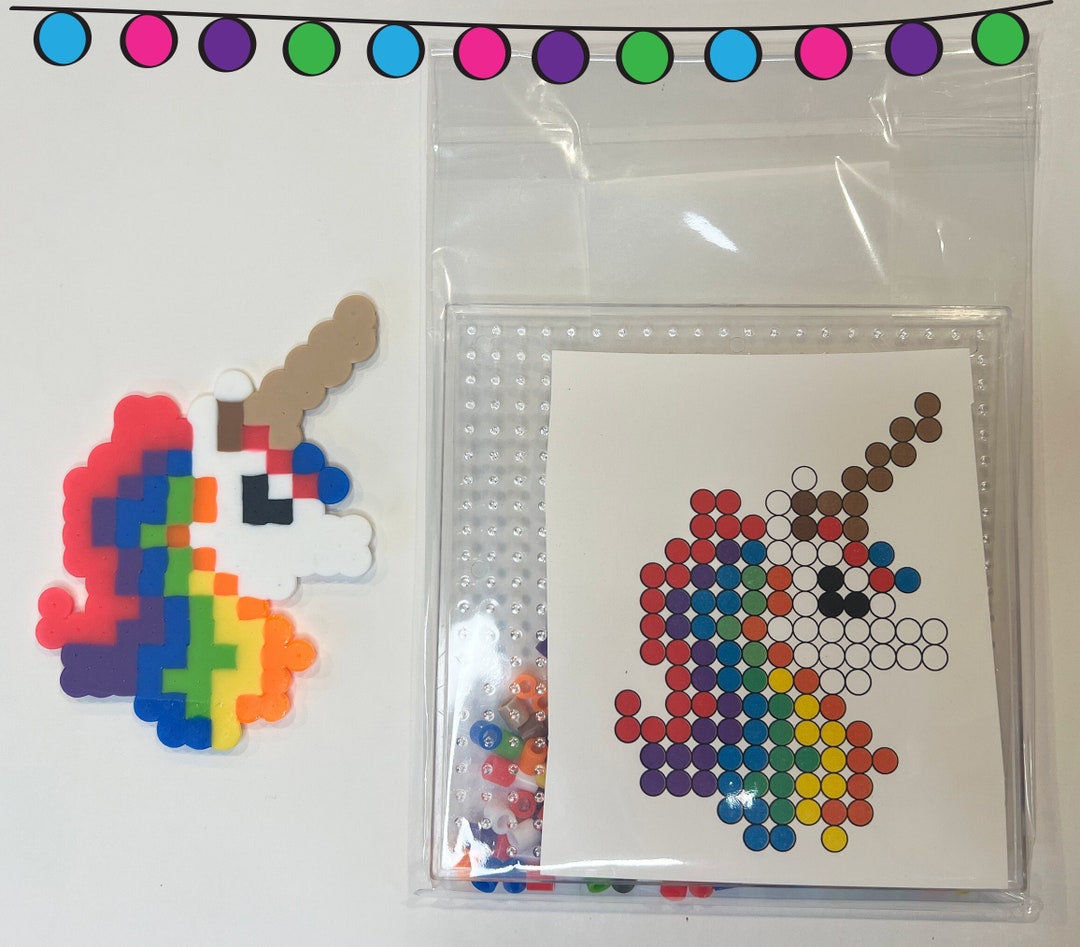Unicorn Perler Bead Kit. DIY Kit With Diagram Beads Ironing - Etsy