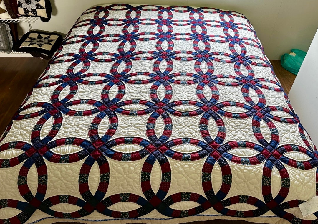 Amish Quilt for Sale Double Wedding Ring Amish Quilt New Amish Queen ...