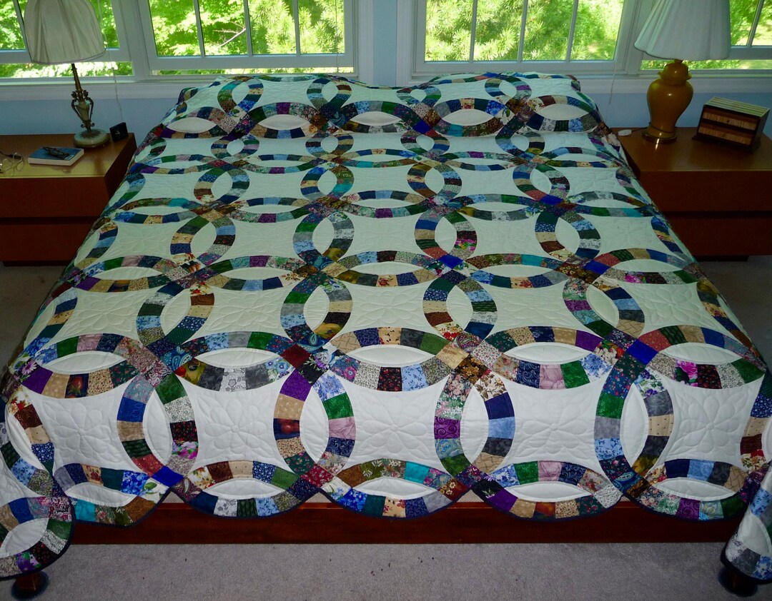 Amish Quilt for Sale Double Wedding Ring Amish Quilt New Amish Queen ...