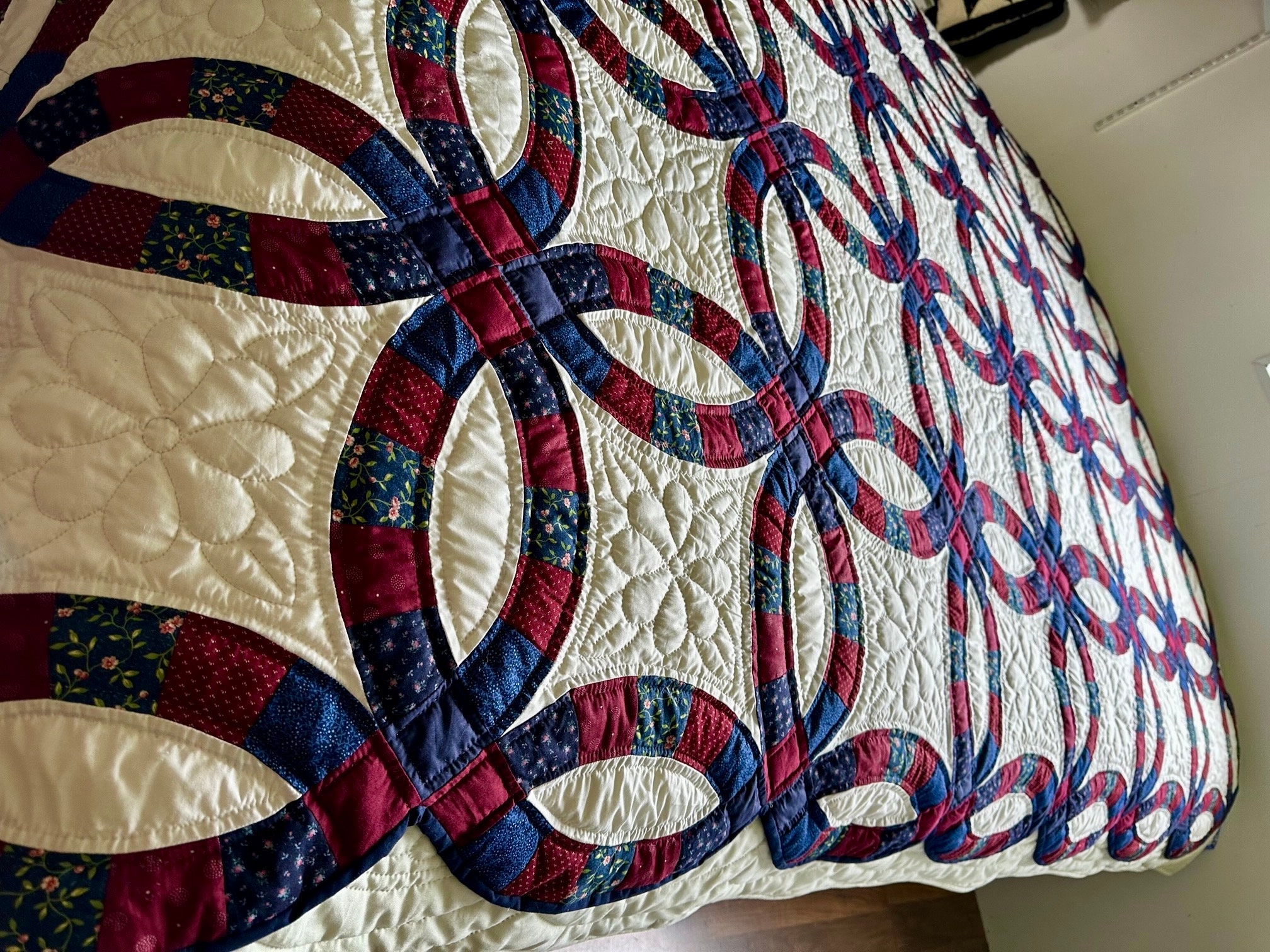 Amish Quilt for Sale Double Wedding Ring Amish Quilt New Amish Queen ...