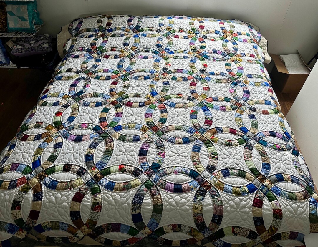 Amish Quilt for Sale Double Wedding Ring Amish Quilt New Amish Queen ...