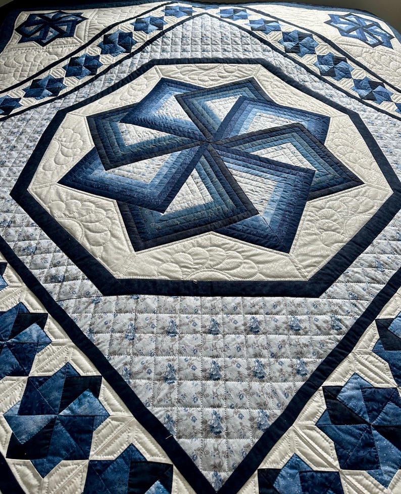New Amish Star Spin Quilt for Sale Suitable for Both King and Queen Size Beds - Etsy