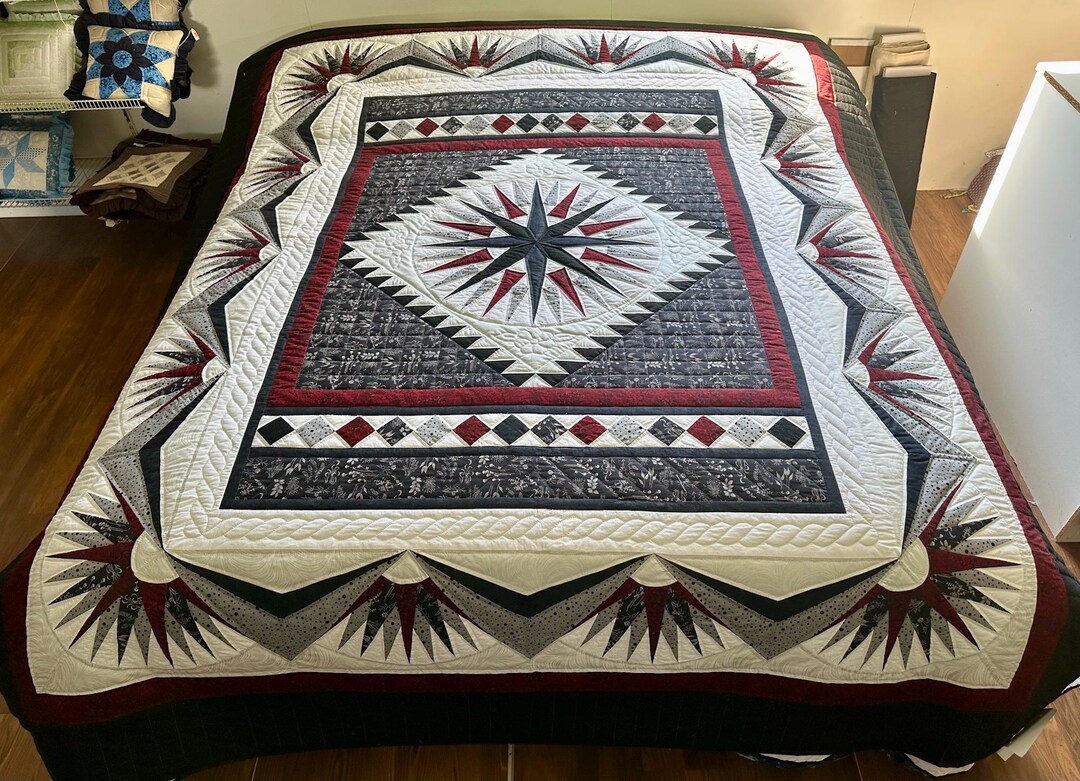 New Amish Quilt for Sale Mariners Compass Amish Quilt Pattern Amish ...