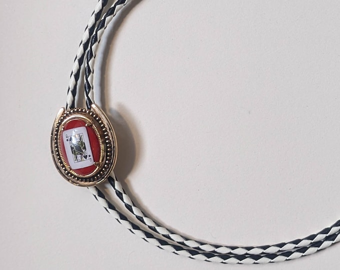 Queen of Spades Playing Card Resin Bolo Tie / Lucky Charm Horseshoe ...