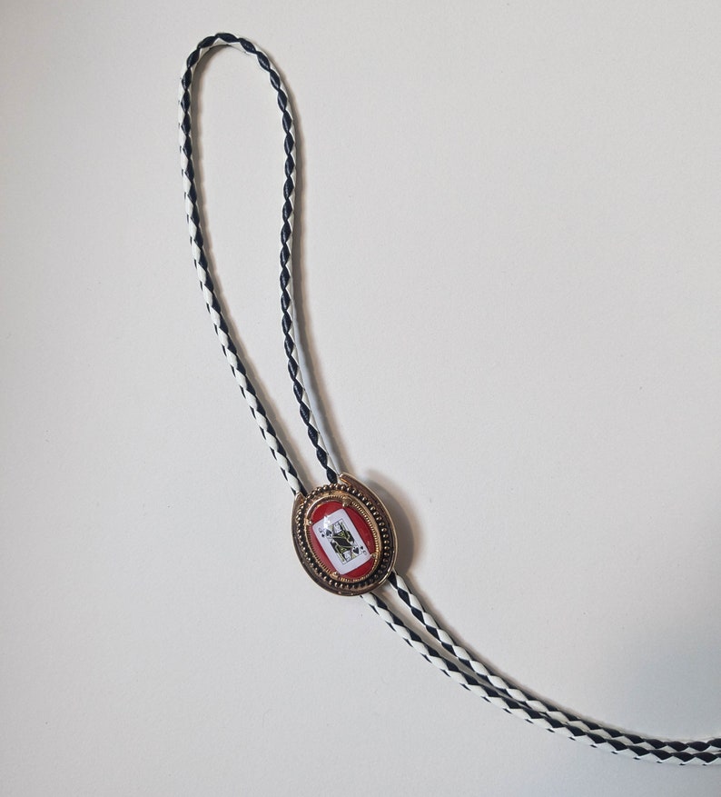 Queen of Spades Playing Card Resin Bolo Tie / Lucky Charm Horseshoe ...