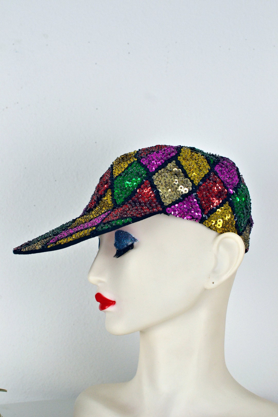 Adult Unisex Vintage 80s Heavily Beaded Sequined Black and Jewel Tone ...