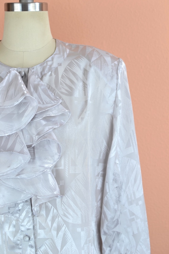 Women's Vintage 90s Metallic Silvery Gray Abstract Br… - Gem