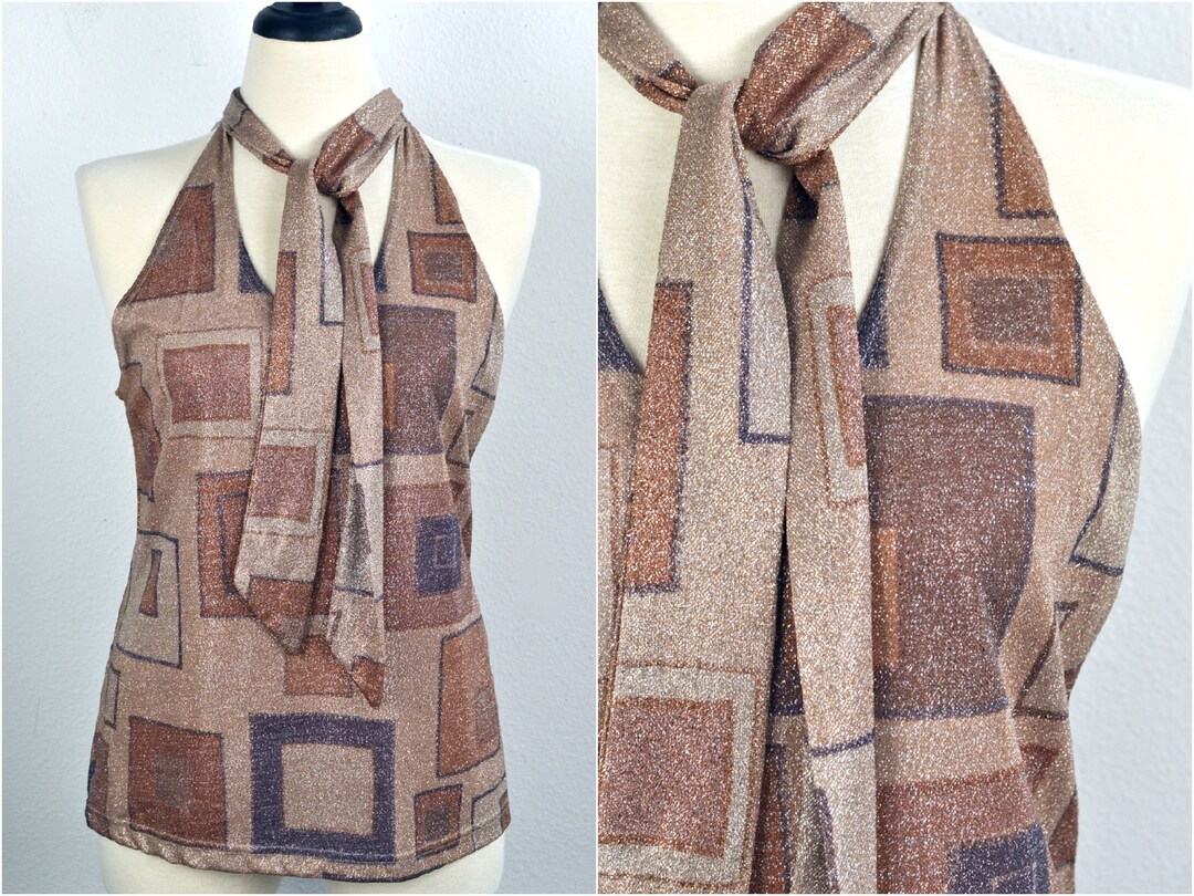 Women's Vintage Y2K Ashley Stewart Disco Sparkle Brown Retro Mod Groovy ...