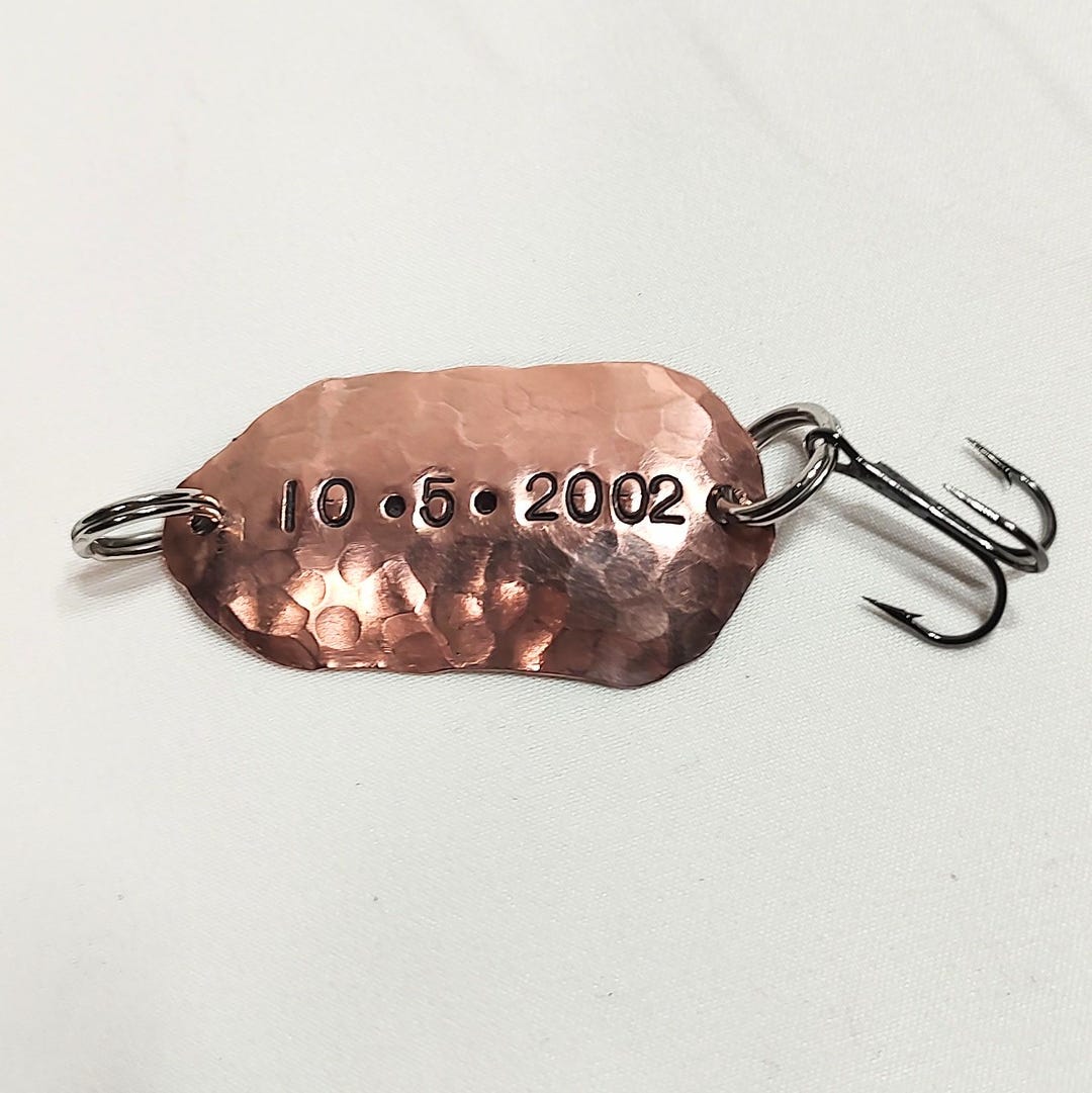 Custom Copper Fishing Lure Hand Hammered Groom Groomsmen Dad Grandpa ...