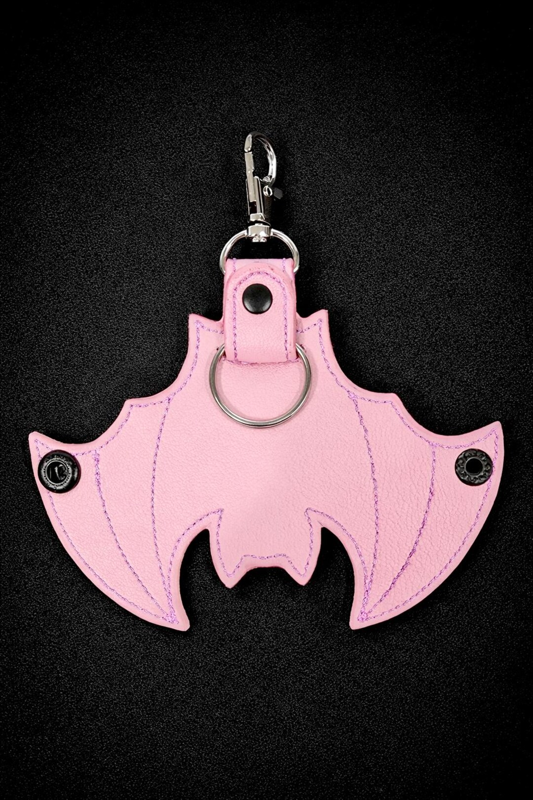 Goth Bat Keychain Pouch: Pink Vinyl Key Sleeve, Custom Thread - Etsy