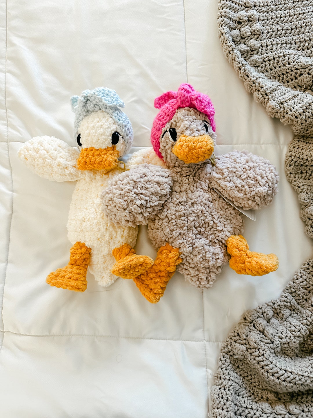Crochet Della Duck Lovey Fuzzy Duck Toy Heirloom Stuffed Animal Toddler ...