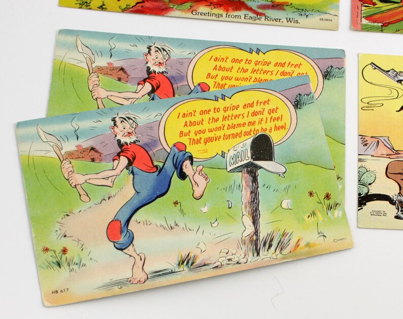 1930s Vintage Humorous Postcards - Seven Postcards - Funny Message ...