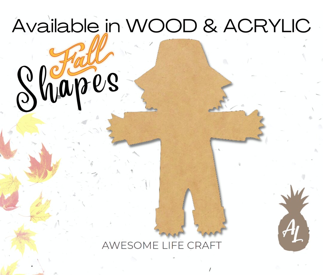 Scarecrow Wooden Craft Shape, Unfinished Fall Wood Cutout, Pumpkin With ...