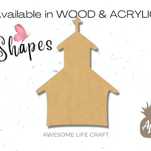Church Wood Cutout, Unfinished Craft Church Shape, Church Acrylic Shape ...
